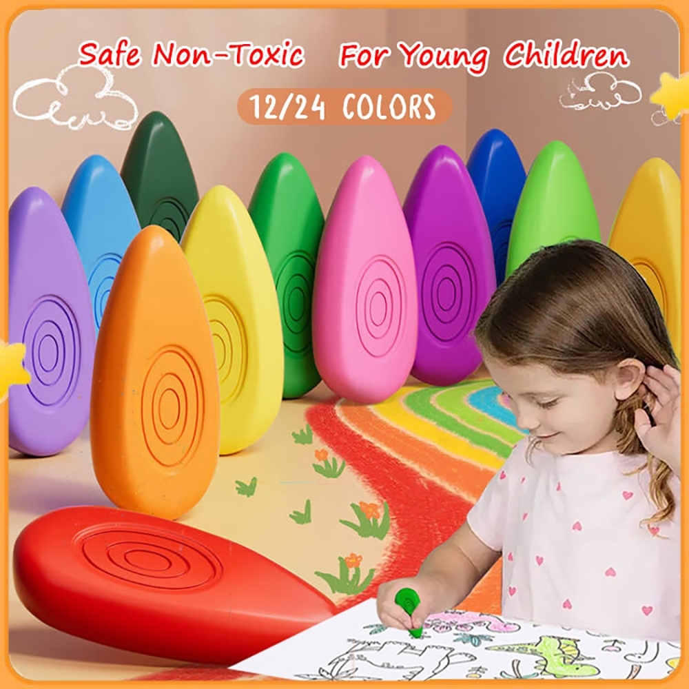 12/24 Colors Drop Crayons Coloring Set Safe Non-Toxic Washable Drawing ...