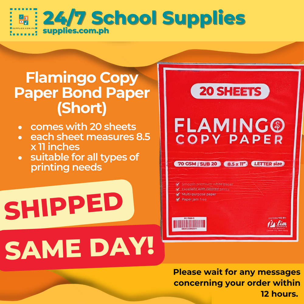 Flamingo Copy Paper Bond paper 8.5 x 11 (Short) 20 Sheets FC-7020 ...