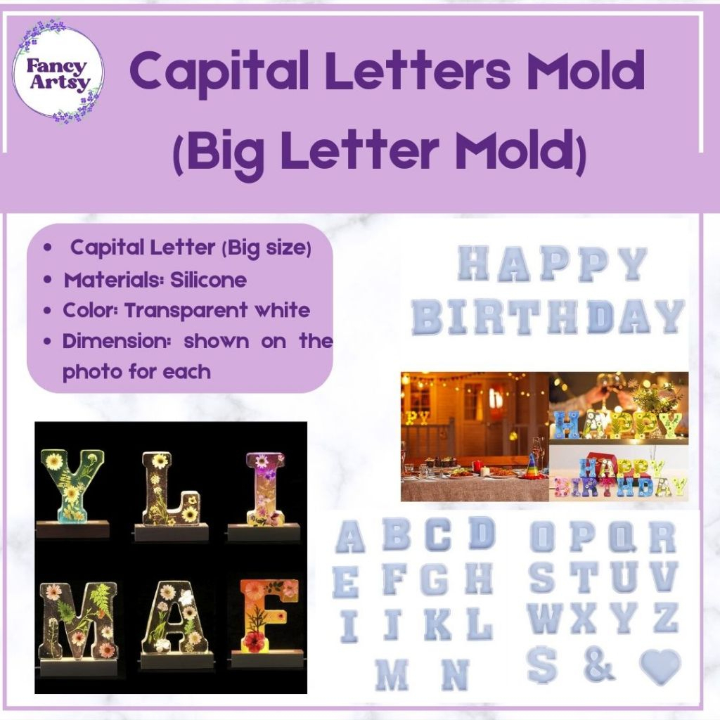Fancyartsy Capital Letters Mold Big Letter Mold for Decoration Resin ...