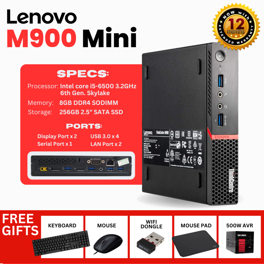 Lenovo M900 Mini PC - Intel core i5-6500 6th Gen / 8GB RAM / 256GB SSD ...