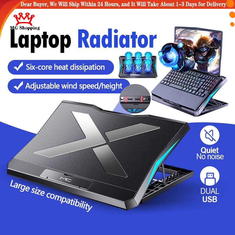 Laptop Cooling Pad USB 6 Fans Cooler Pad For Laptop 10"-17" Adjustable ...