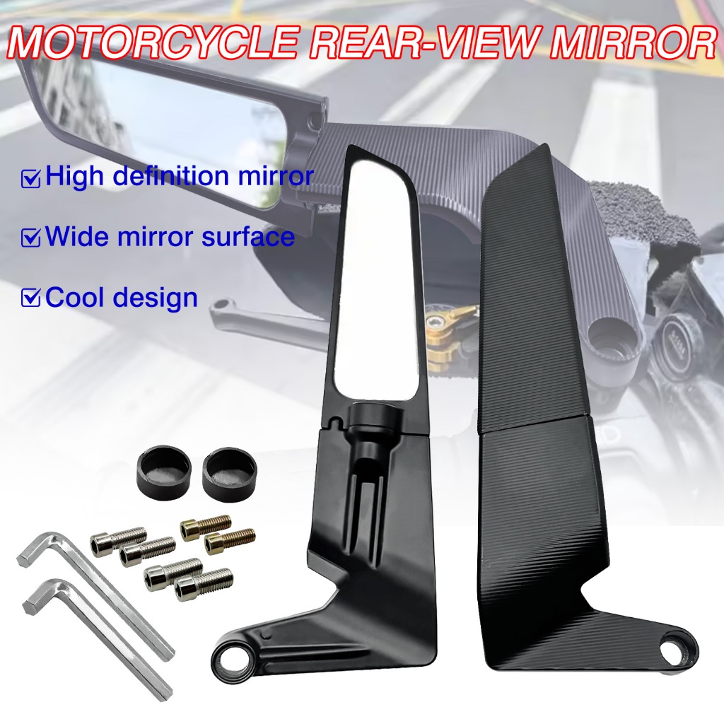 1 PAIR Universal MOTORCYCLE Winglet Rearview Mirrors V2 Alloy NINJA ...
