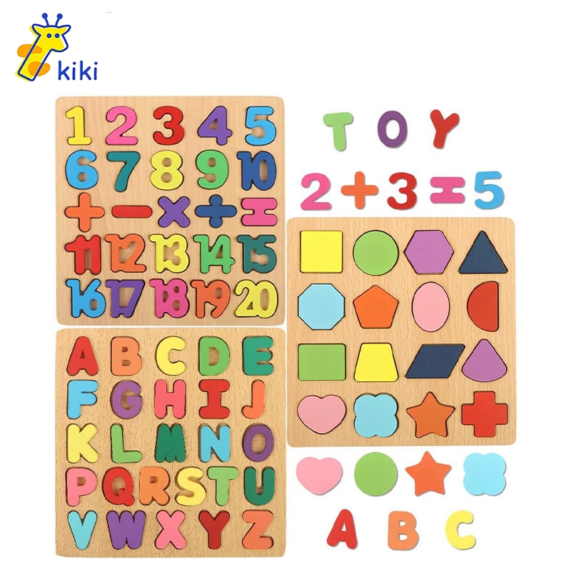 kiki ABC Alphabet Digital Puzzle Wooden Toys Kid Number Letter shape ...