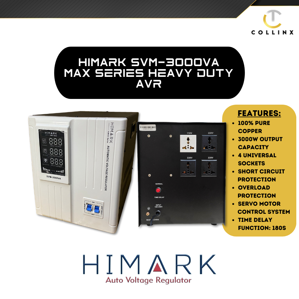 HIMARK SVM-3000VA MAX SERIES HEAVY DUTY AVR 100% Pure Copper Servo ...