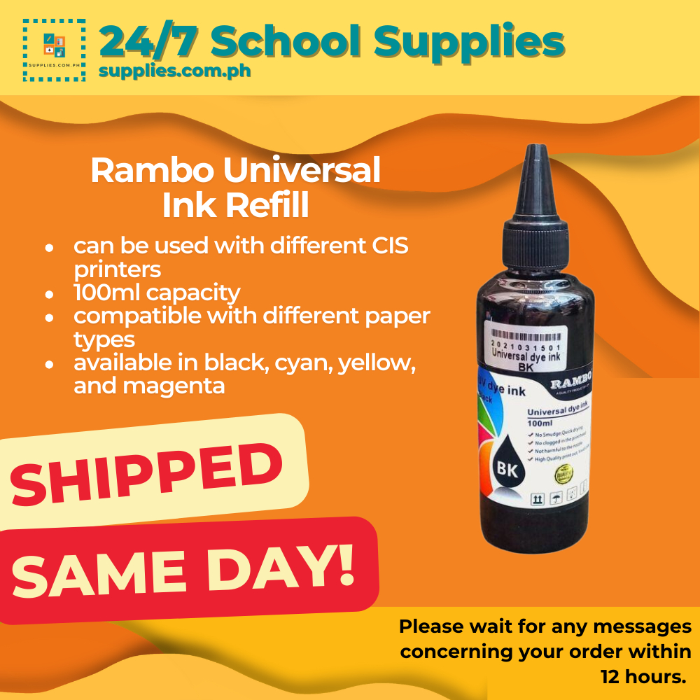 Universal Ink Refill 100 Ml For Cis Printers Can Be Used Different (Rambo) | Shopee Philippines