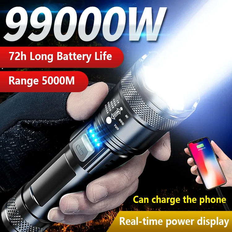 Super Bright Zoom LED Flashlight Rechargeabl Waterproof Outdoor Heavy ...