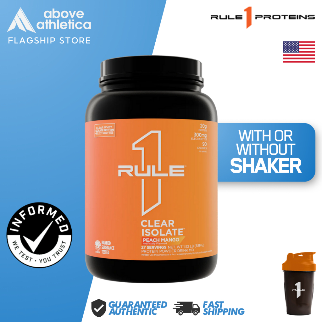 Rule 1 R1 Clear Isolate Protein Powder - 1.5lbs (27 Servings) Whey ...