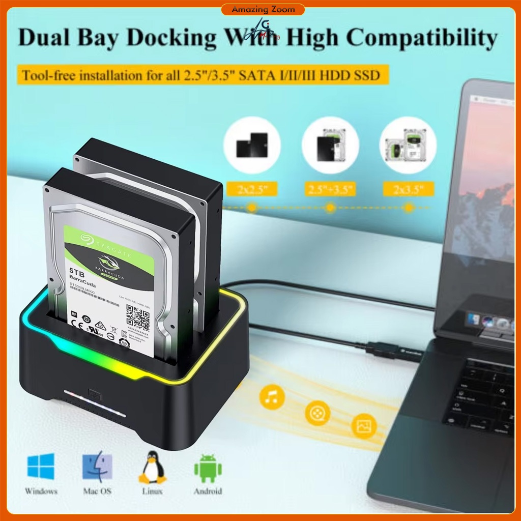 HDD Enclosure Docking Station SATA to USB 3.0 For 2.5/3.5 SSD Disk Case ...