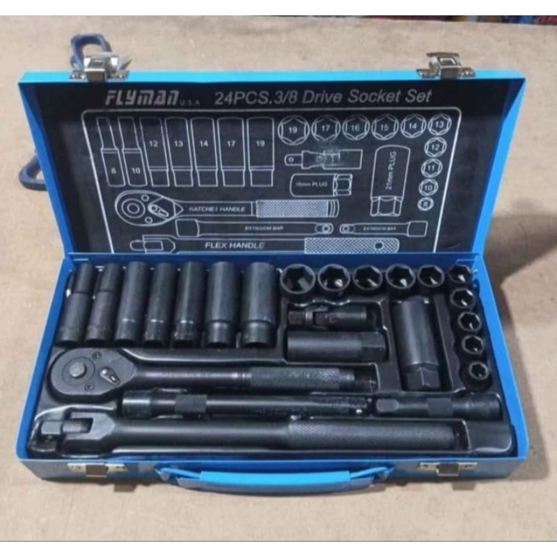 flyman USA brand 24pcs socket set 3/8 drive & 1/2 drive/ 21pcs deep ...