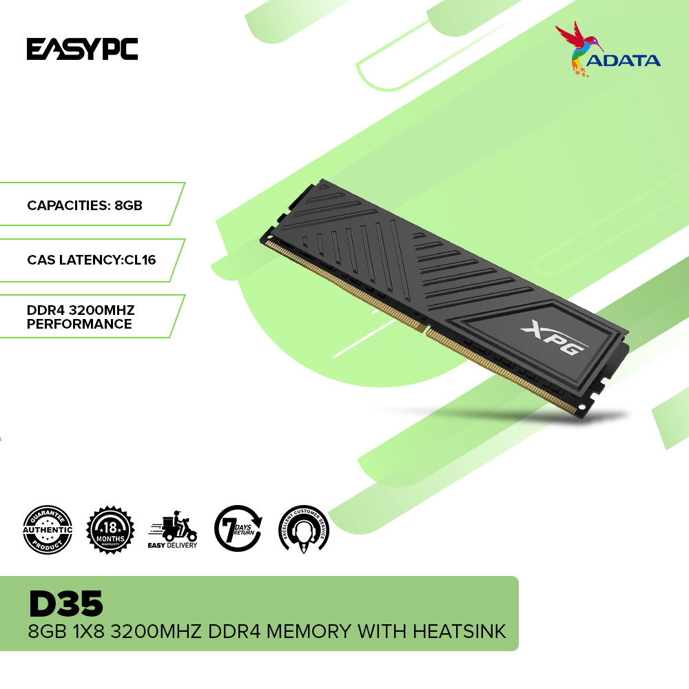 EasyPC | Adata Spectrix D35 8gb 1x8 3200mhz Ddr4 Memory with Heatsink ...