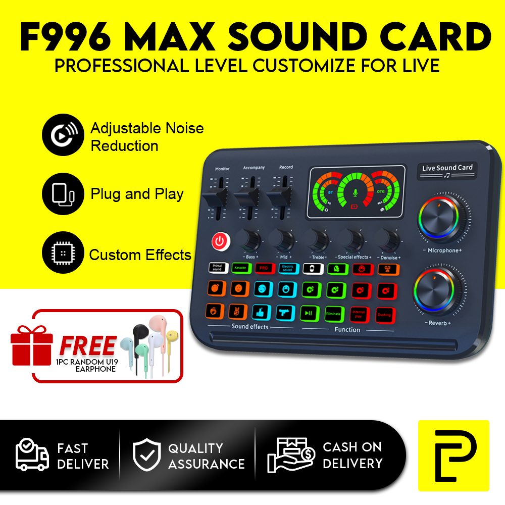 F996 Max Soundcard Audio Mixer Live Sound Voice Changing Mixing Console ...