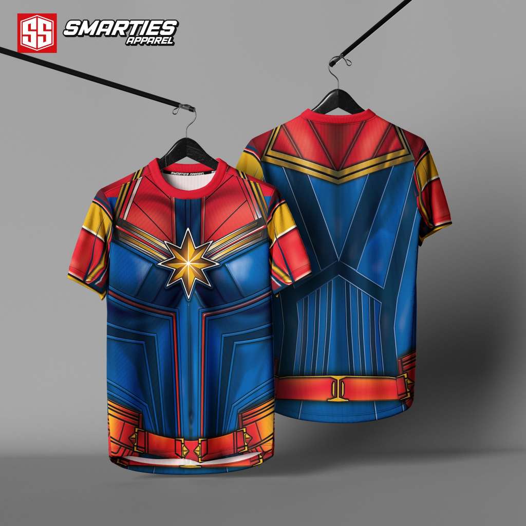 Smarties Apparel Supershirt Captain Marvel SS0009 Gym Running Beach ...
