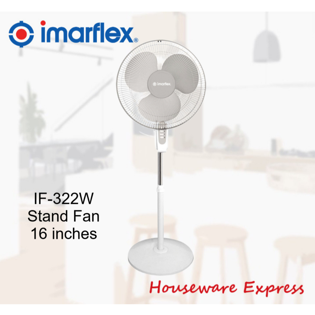 Imarflex IF-322W Stand Fan 16 inches IF322W (White) (Houseware Express ...