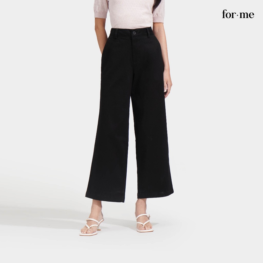 ForMe Straight Leg Trousers For Women (Black/Cream) | Shopee Philippines