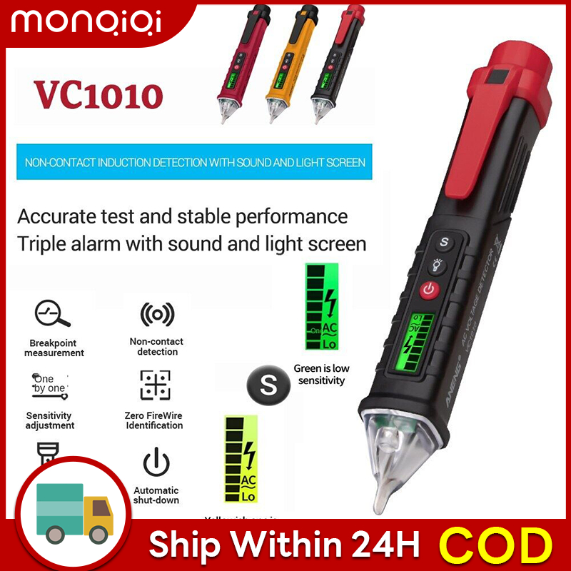 VC1010 Digital Voltage Detectors 12-1000V AC/DC Non-Contact Pen Tester ...