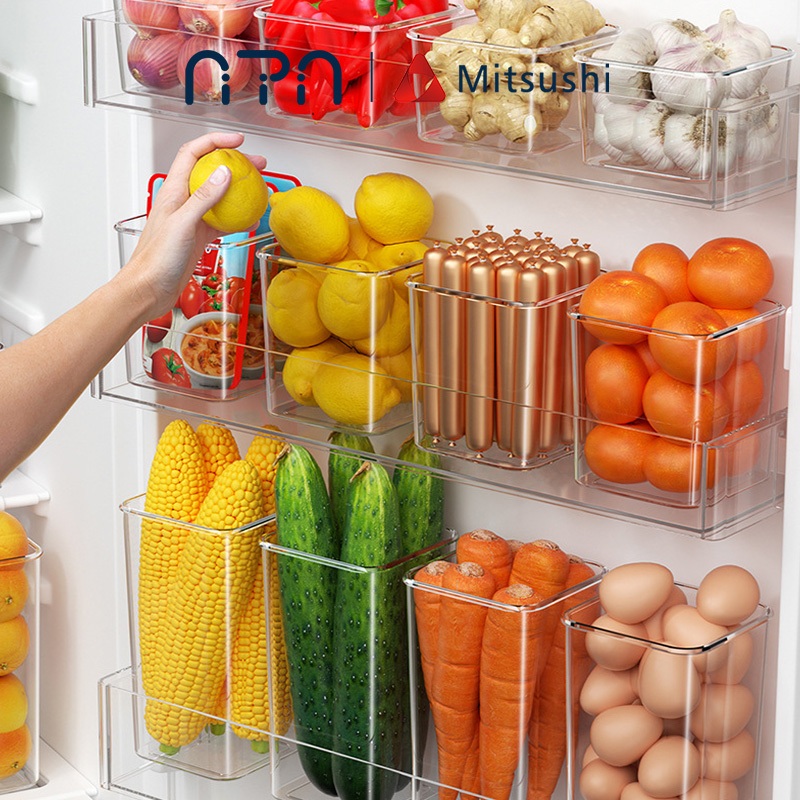 Nipiin Kitchen Plastic Fridge Side Door Food Storage Boxes Transparent ...