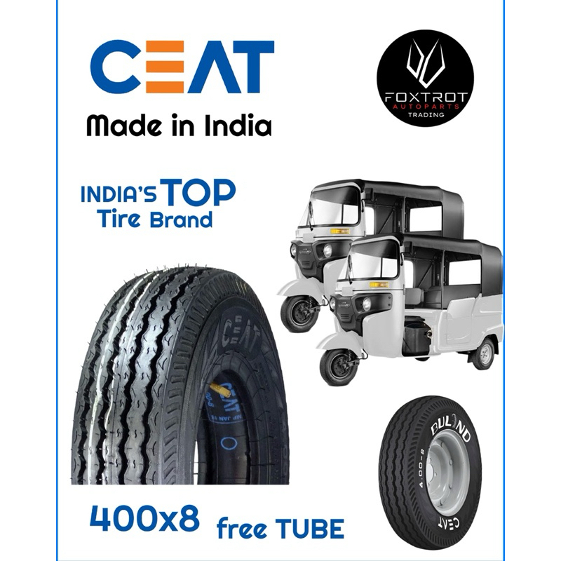 BAJAJ RE TVS PIAGGIO TIRE CEAT Bulland 400x8 with tube Made in India ...