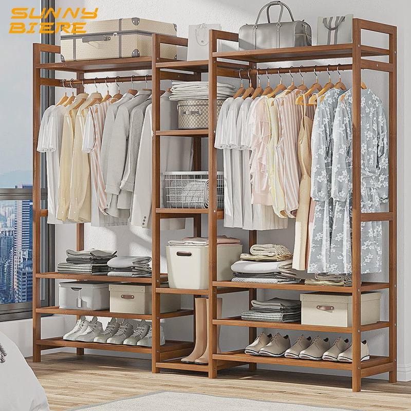 SUNNY BIERE Clothes Rack Hanger Bamboo Haning Rack Stand Clothes ...