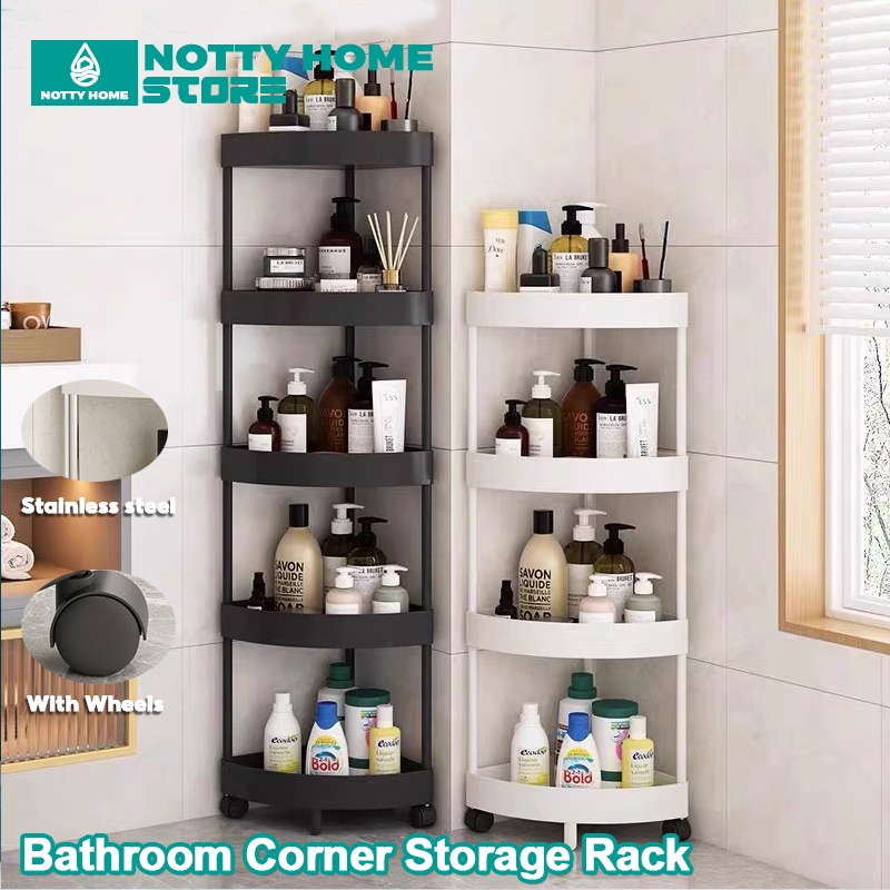 NOTTY 3-5 Layer Bathroom Corner Storage Rack Shower Organizer Rack With ...