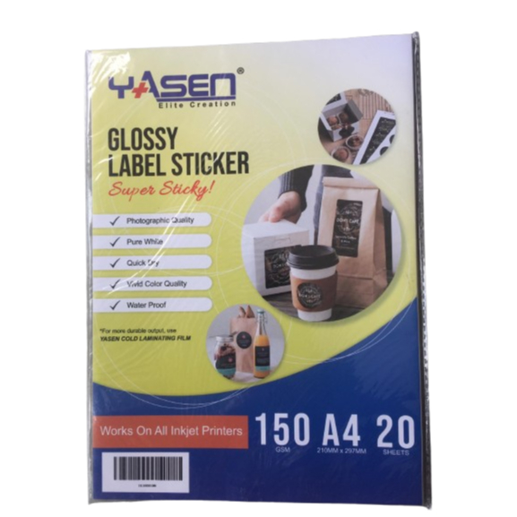 White Sticker Paper Label - Printable Blank Full Sheet White Glossy ...