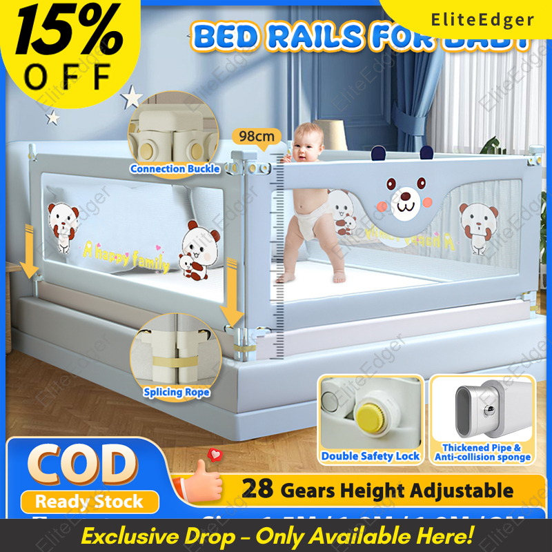 EliteEdger Adjustable Baby Bed Fence with Bedside Anti-Fall Barrier Bed ...