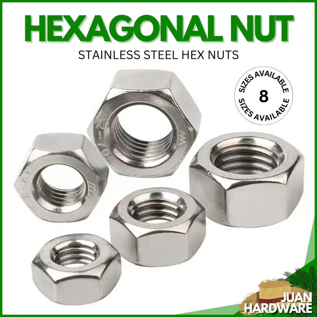 (10PCS) M3-M12 Stainless Steel Nut 3mm 4mm 5mm 6mm 8mm 10mm 12mm 14mm ...