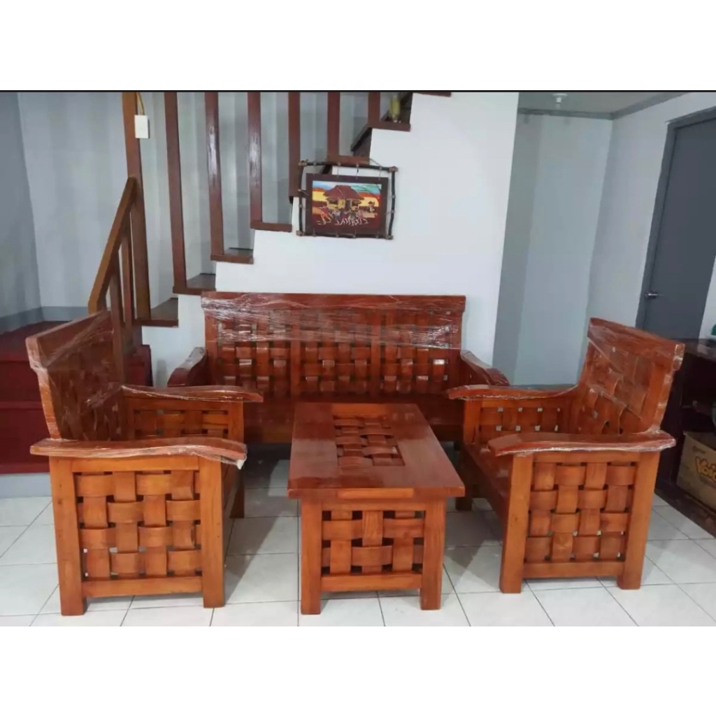 Brand new wooden sala set with loose cushion | Shopee Philippines