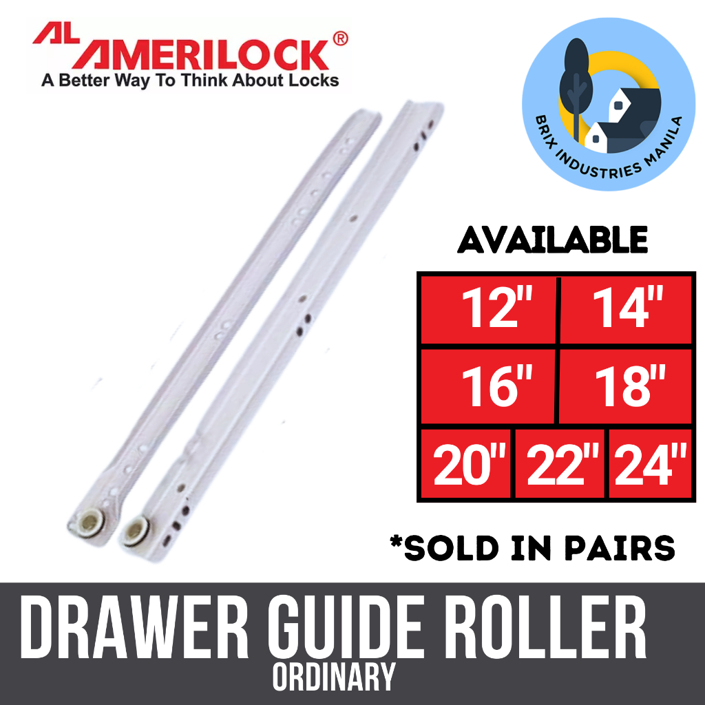 Amerilock Drawer Guide Roller Type Drawer Slide 12" 14" 16" 18" 20" 22 ...