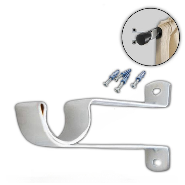 2PCS CURTAIN BRACKET 3/4 Single Silver/Gold Extra Thick Curtain Rod ...