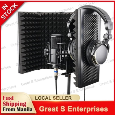 GSE 5 Panel Foldable Studio Microphone Isolation Shield Recording Sound ...