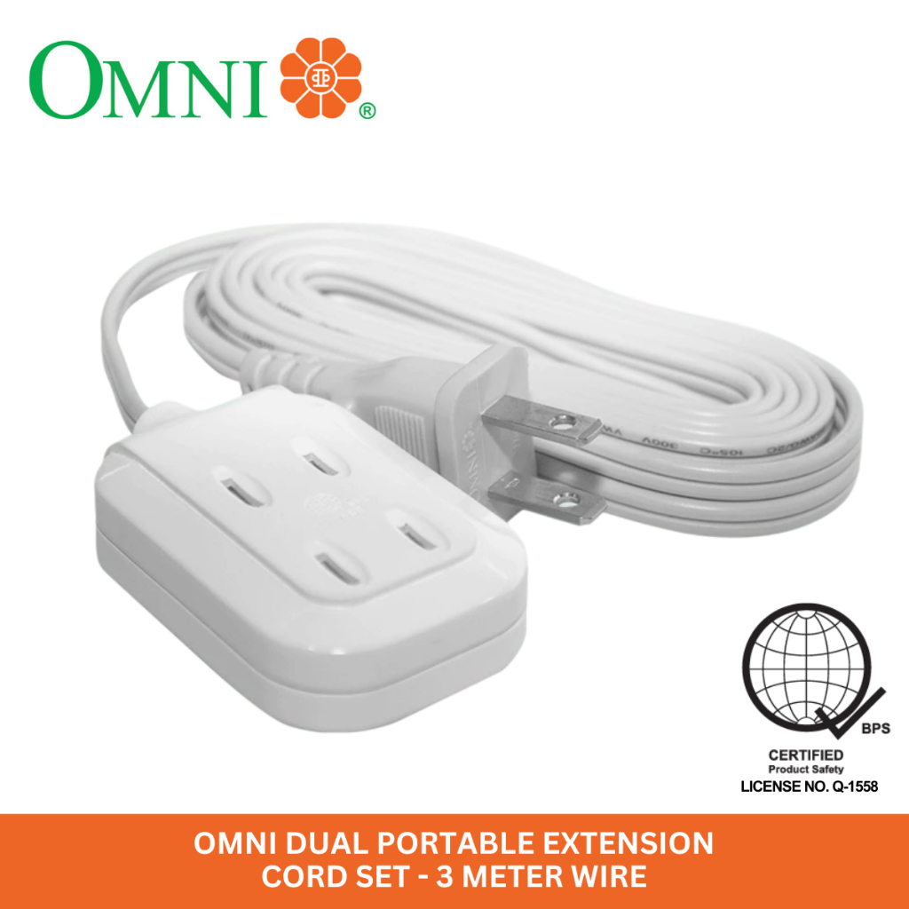 OMNI Dual Portable Extension Cord Set 3 Meter Wire - WDP-303/W | Shopee ...