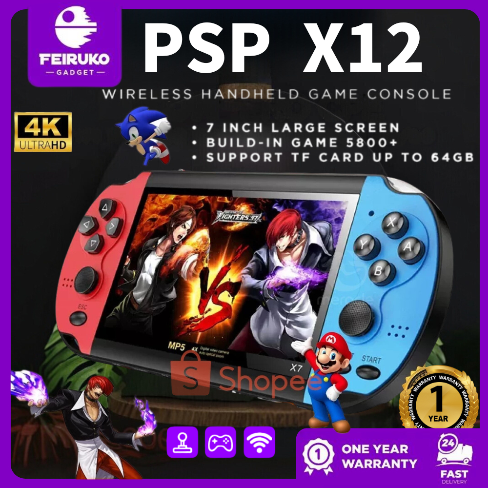 ALL NEW 】PSP X12 Handheld Game Cons 7.0 inch 600 Games Support Camera ...