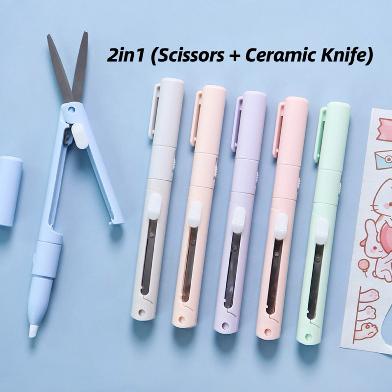 Dual Sided Folding Scissors with Ceramic Knife | Shopee Philippines
