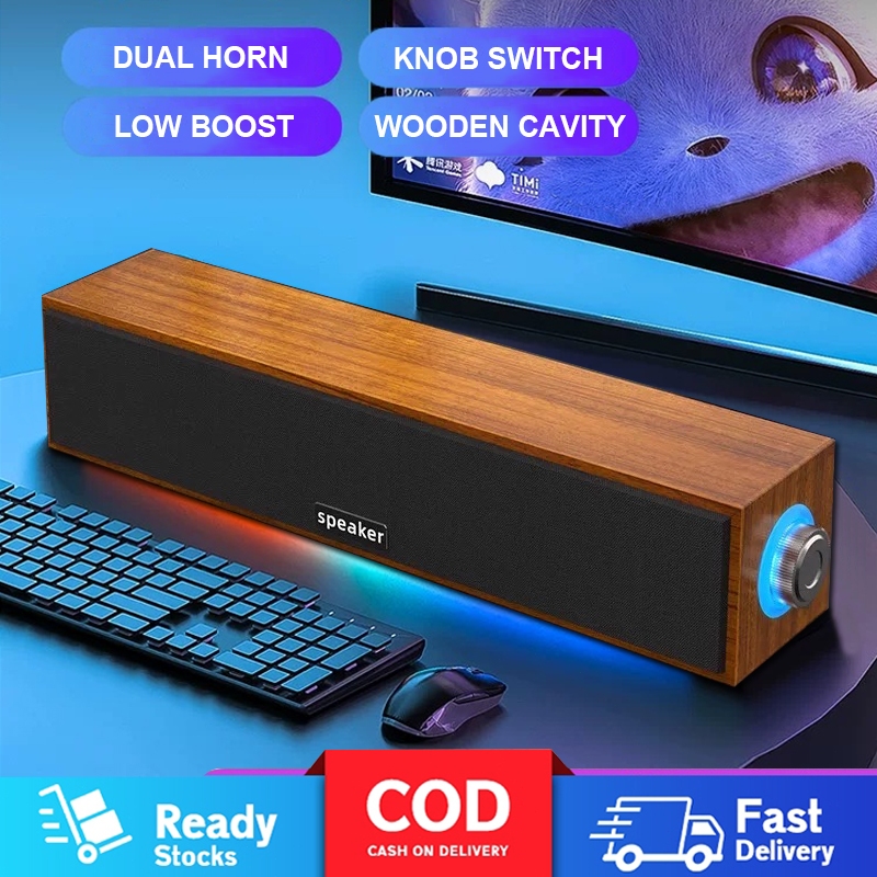 USB Wooden Computer Audio Desktop Home Notebook Bluetooth Desktop Wired ...