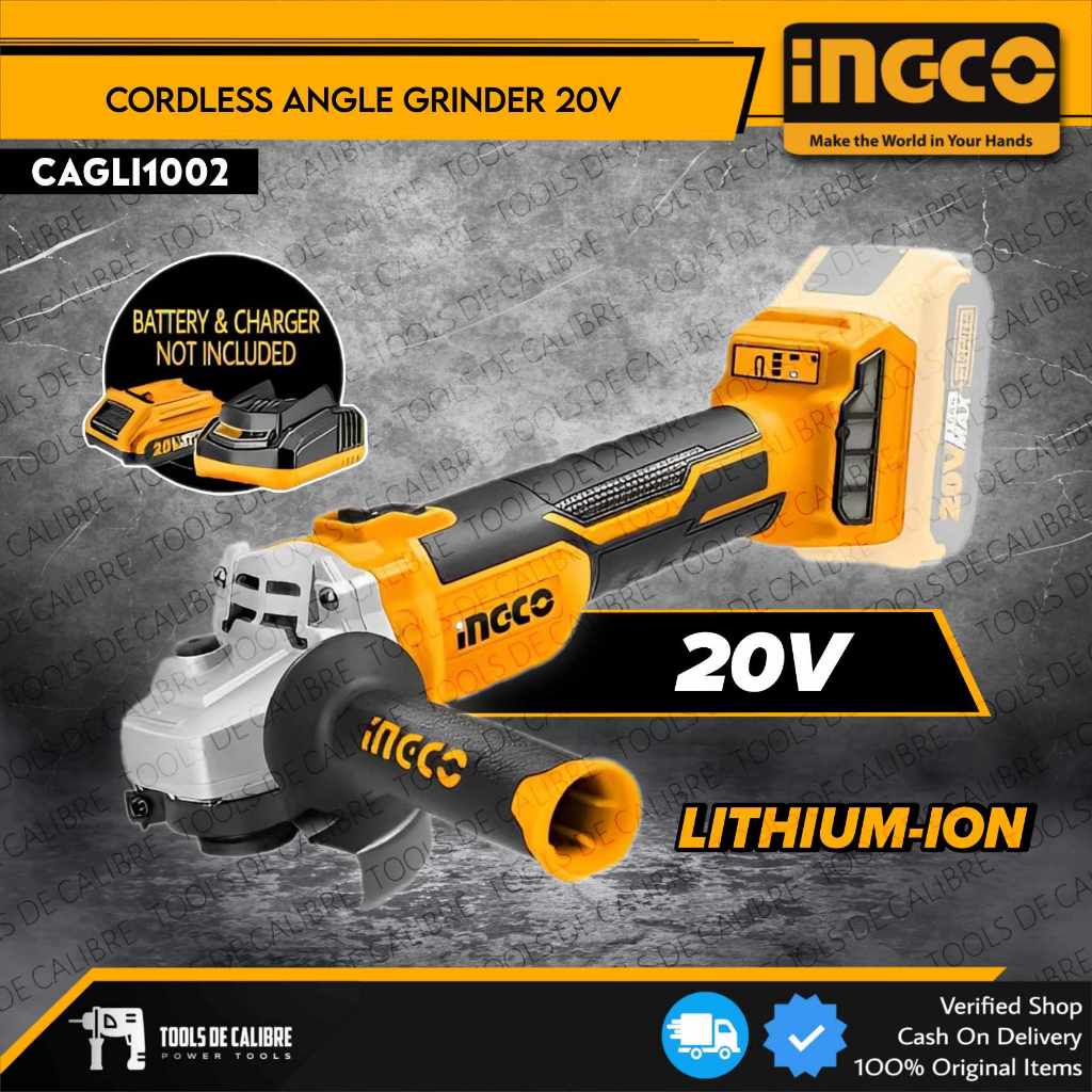INGCO LI-ION Brushless Angle Grinder 20V CAGLI1002 P20S | Shopee ...