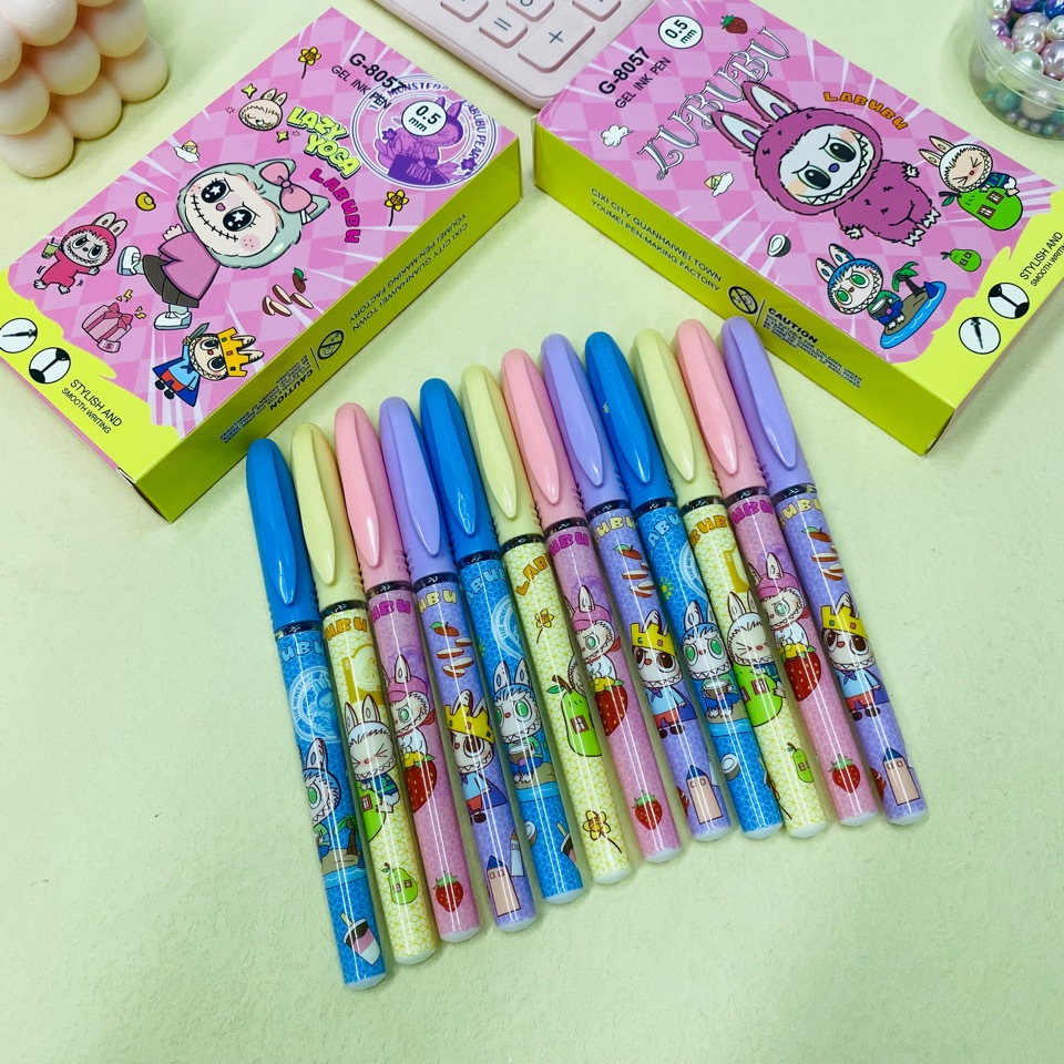 G-8057 12pcs LABUBU gel pen sign pen 0.5mm signpen | Shopee Philippines