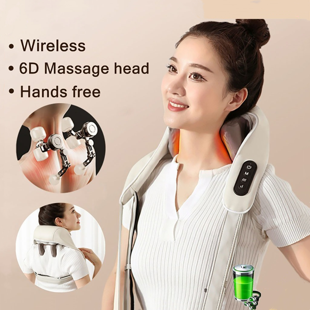 Neck Shoulder Massager Wireless Clamp Kneading Massage Hot Compress ...