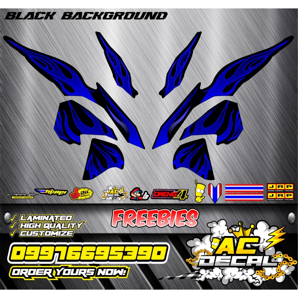 Honda Click V3/V4 Flame (Black Background) Decal Customize Color ...
