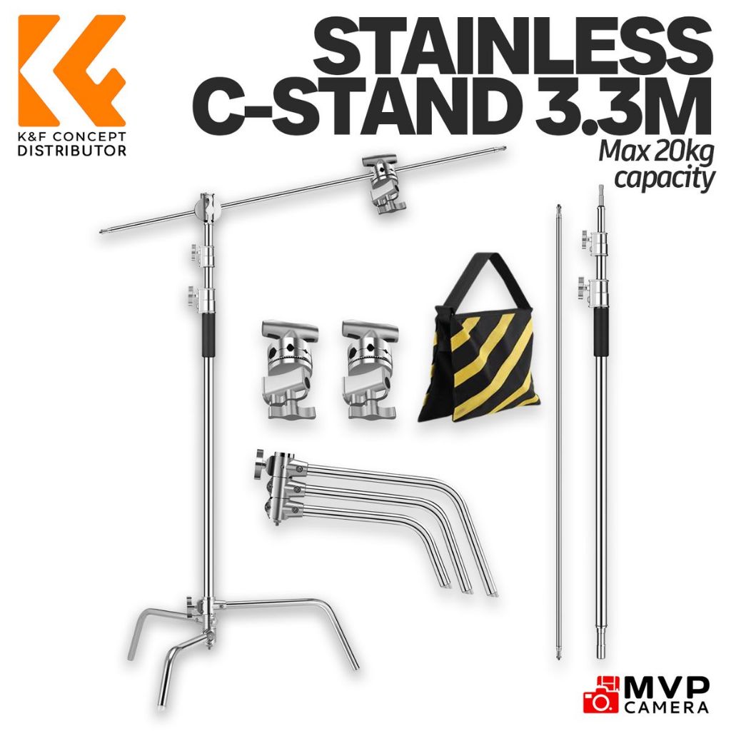 K&F KF CONCEPT Stainless Steel Heavy Duty C Stand Cstand 126cm Boom Arm Sand Bag KF34.037 MVP ...