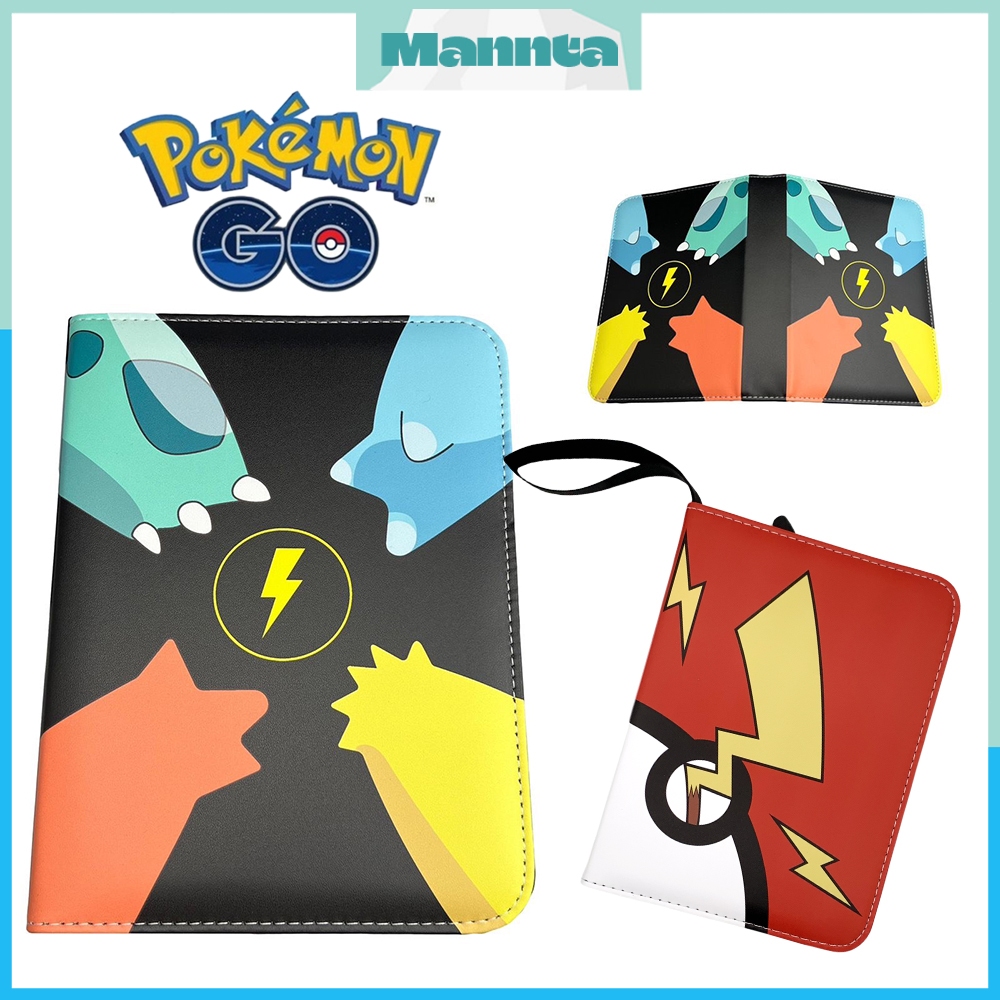 400 Slots Pokemon Pikachu Card Binder Album With Zipper 4 Grid loose ...
