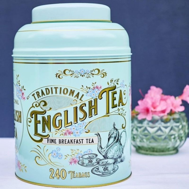 New English Teas Vintage Victorian Breakfast Tea in Mint Green Caddy ...