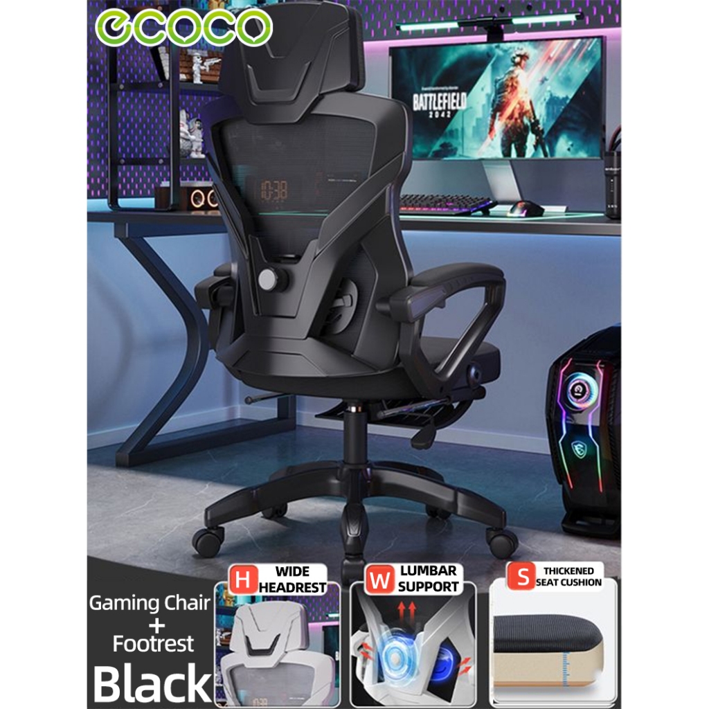 ECOCO home gaming chair heavy duty ergonomic chair with foot rest ...
