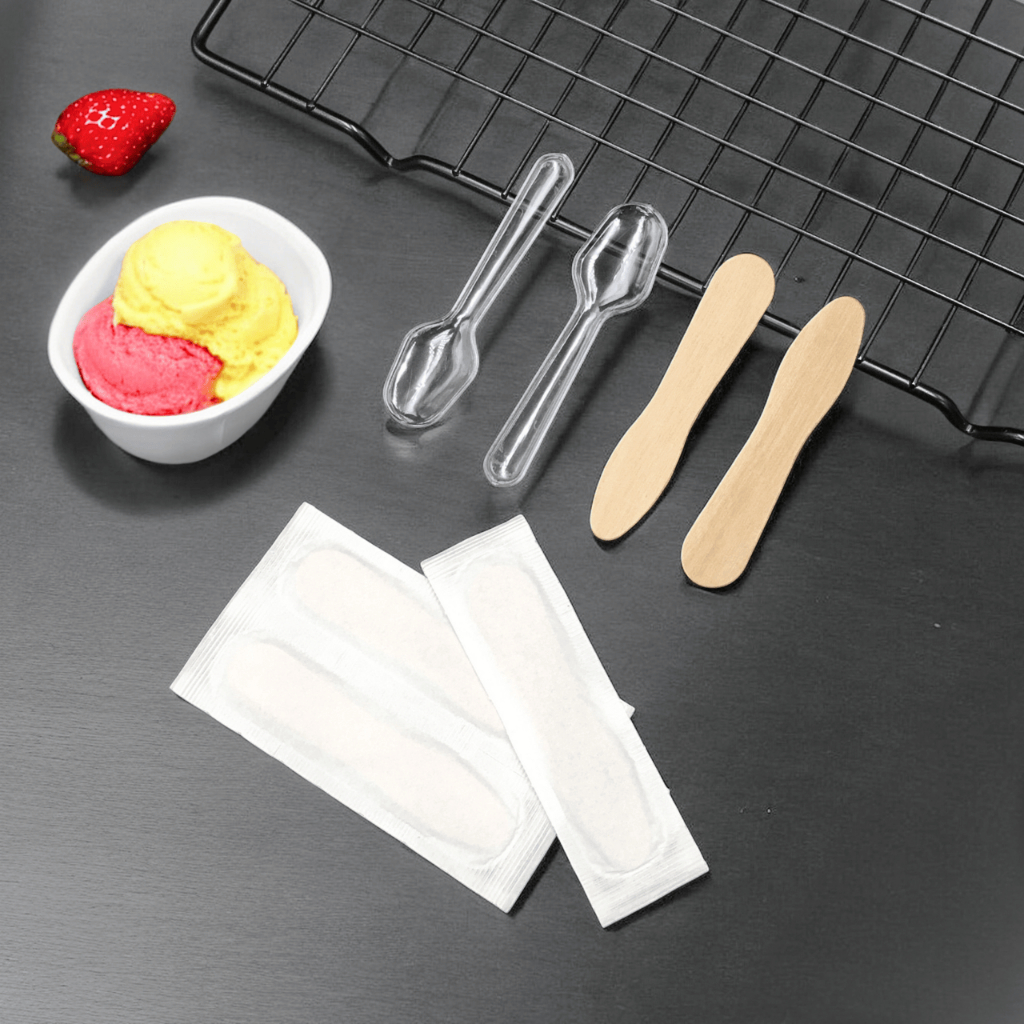 500pcs 75mm Individually Wrapped Wooden Ice Cream Spoon / Mini Clear ...