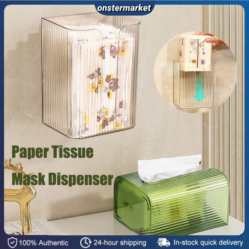 Wall Mounted Tissue Paper Mask Dispenser Clear Tissue Holder Hanging ...