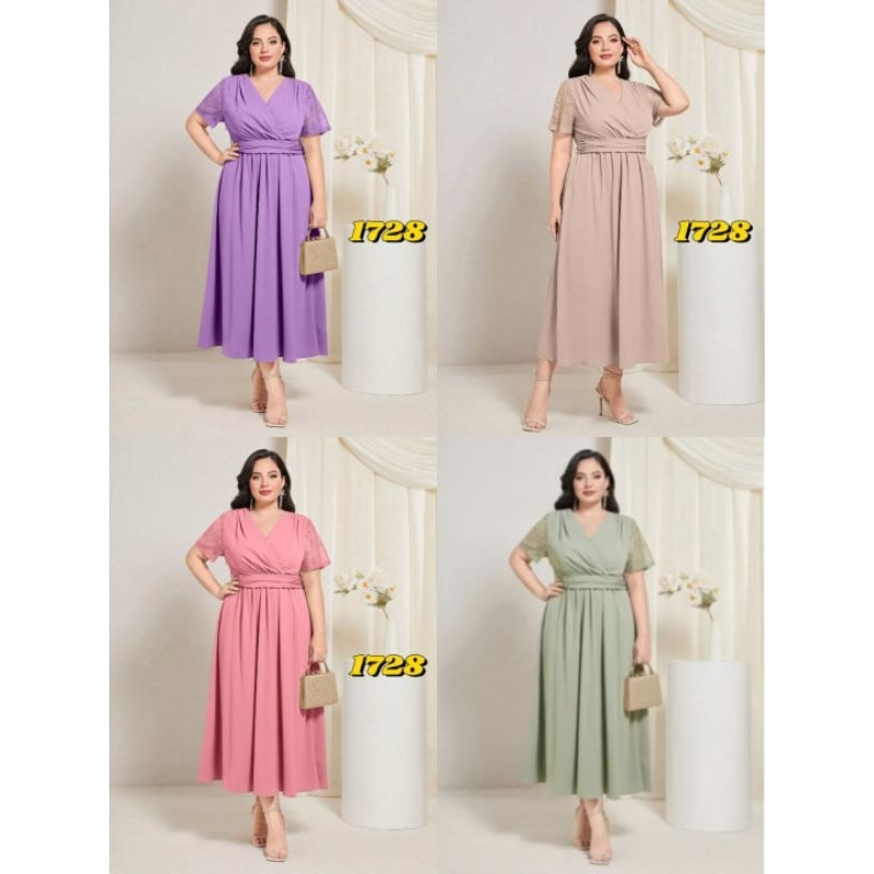HQT FASHION AUSTIN #1728 ELEGANT CASUAL PLAIN MAXI PLUS SIZE DRESS ...