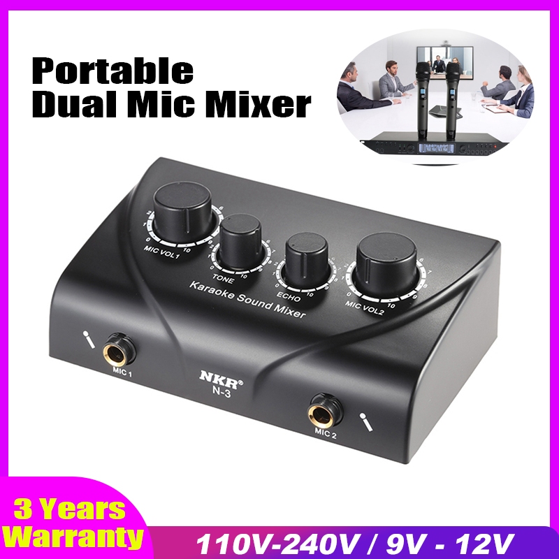 Ready Stock Audio Mixer Portable Dual Mic Inputs For Amplifier & Microphone Karaoke Echo Mixer ...