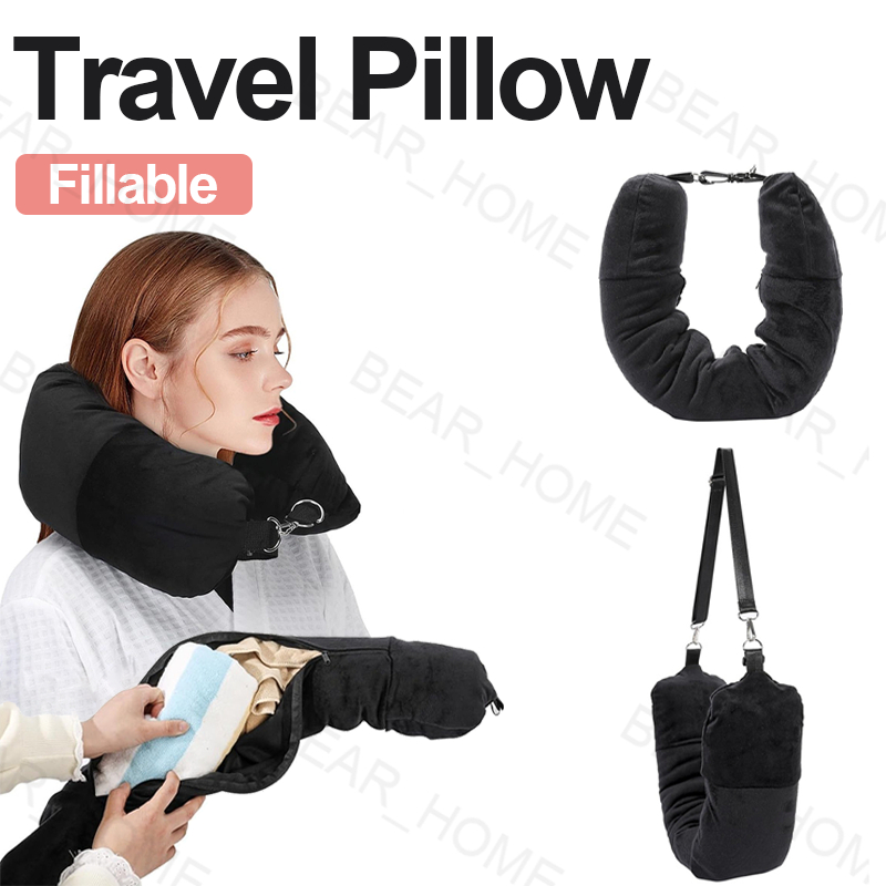 Fillable Travel Neck Pillow Portable Neck Pillow Multi-function Travel ...