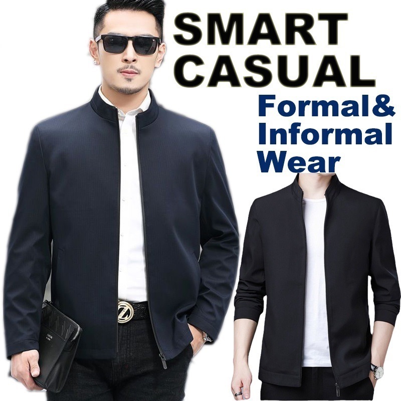 Formal Jacket for Men Slim Business Suit Jacket Casual Zip Jacket ...