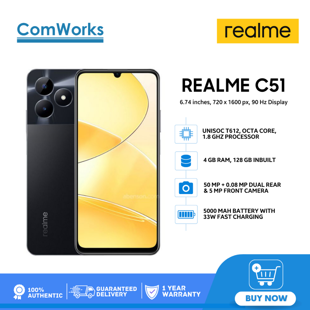 ComWorks | Realme C51 3GB 64GB / 4GB 128GB | 6.74 inches | Shopee ...