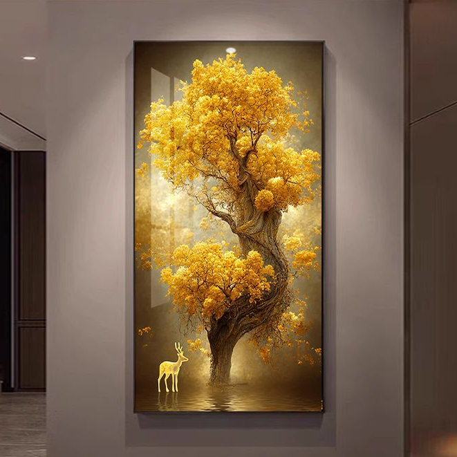 Modern entrance frescoes with gold frame wall decorations painting ...